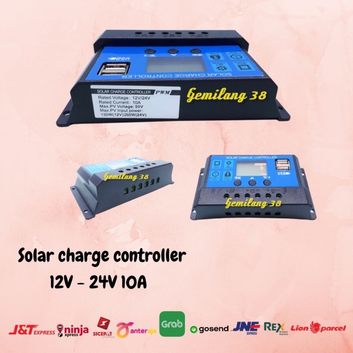 Jual 10A 12V - 24V Solar Panel Charge Cell Controller PWM Panel Surya ...