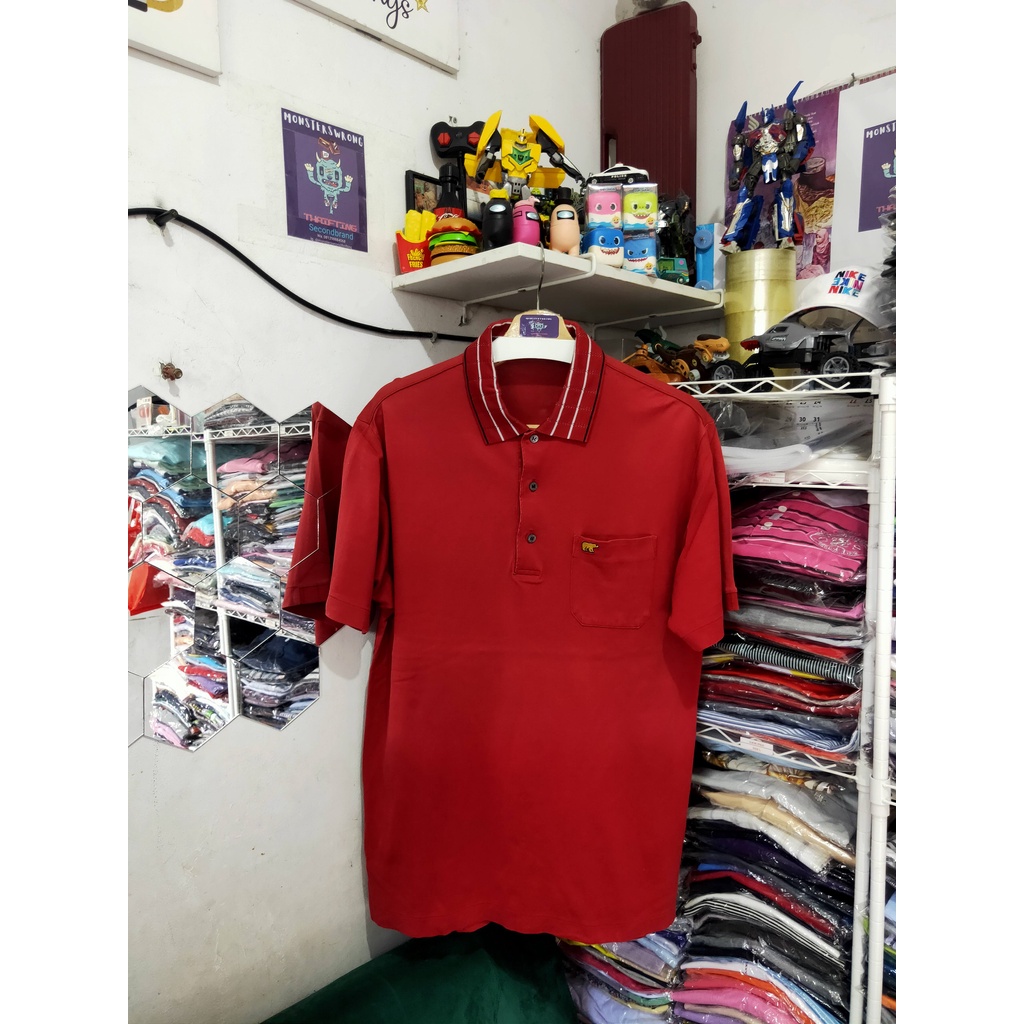 Jual Kaos Polo Jack Spicklaus Merah Marun Small Logo Kantong | Shopee Indonesia