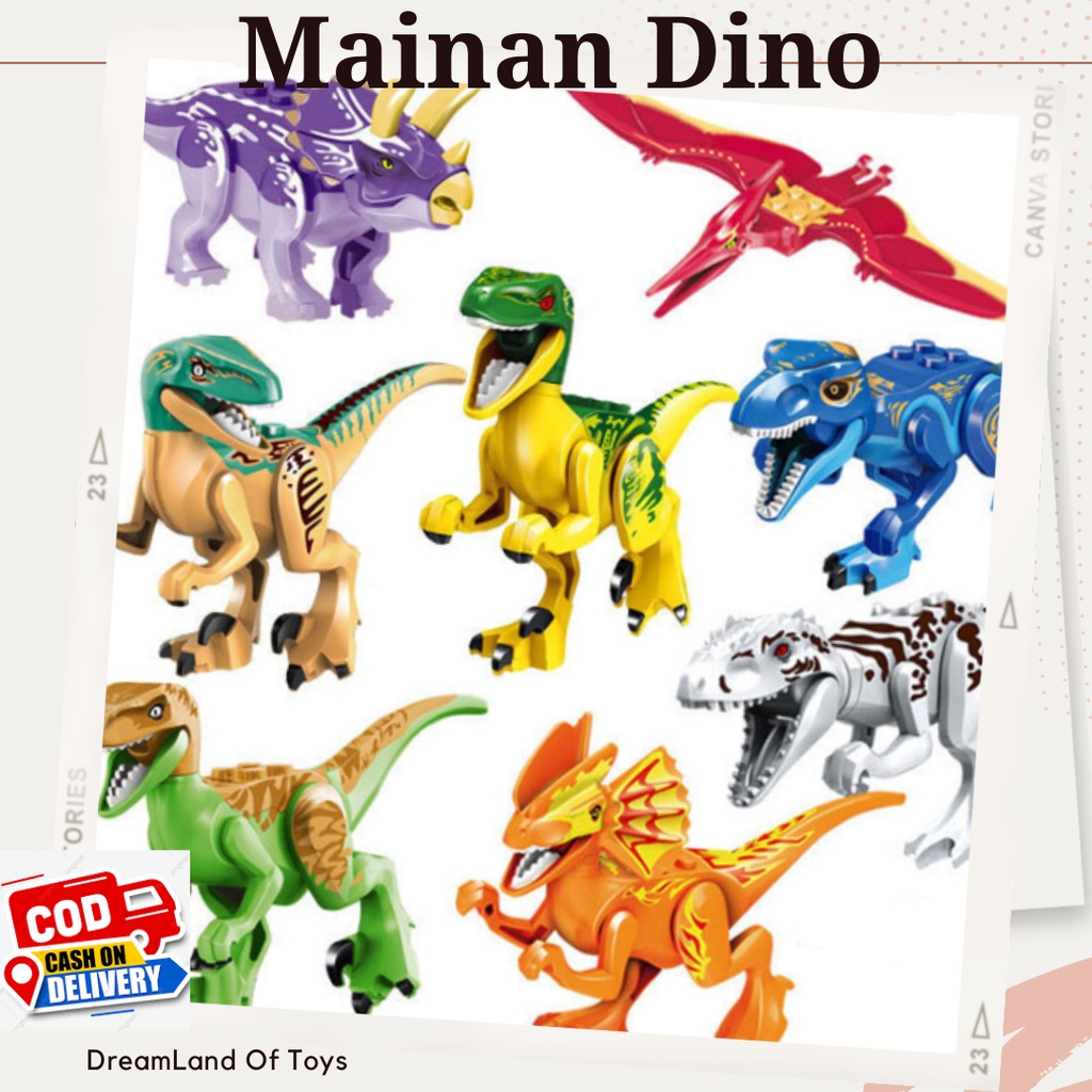 Jual Mainan anak boneka Hewan Dino Trex/block/Raptor/Set 8 In 1/Rakit ...