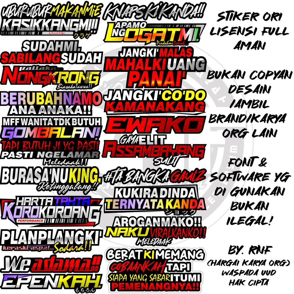 Jual Stiker motor bahasa daerah kata kata anti air vinyl | Shopee Indonesia