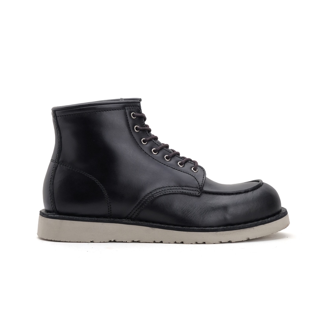 Jual Lennox Black - Sepatu Boots Kulit Sapi Pull Up Moc Toe Rugged Stye ...