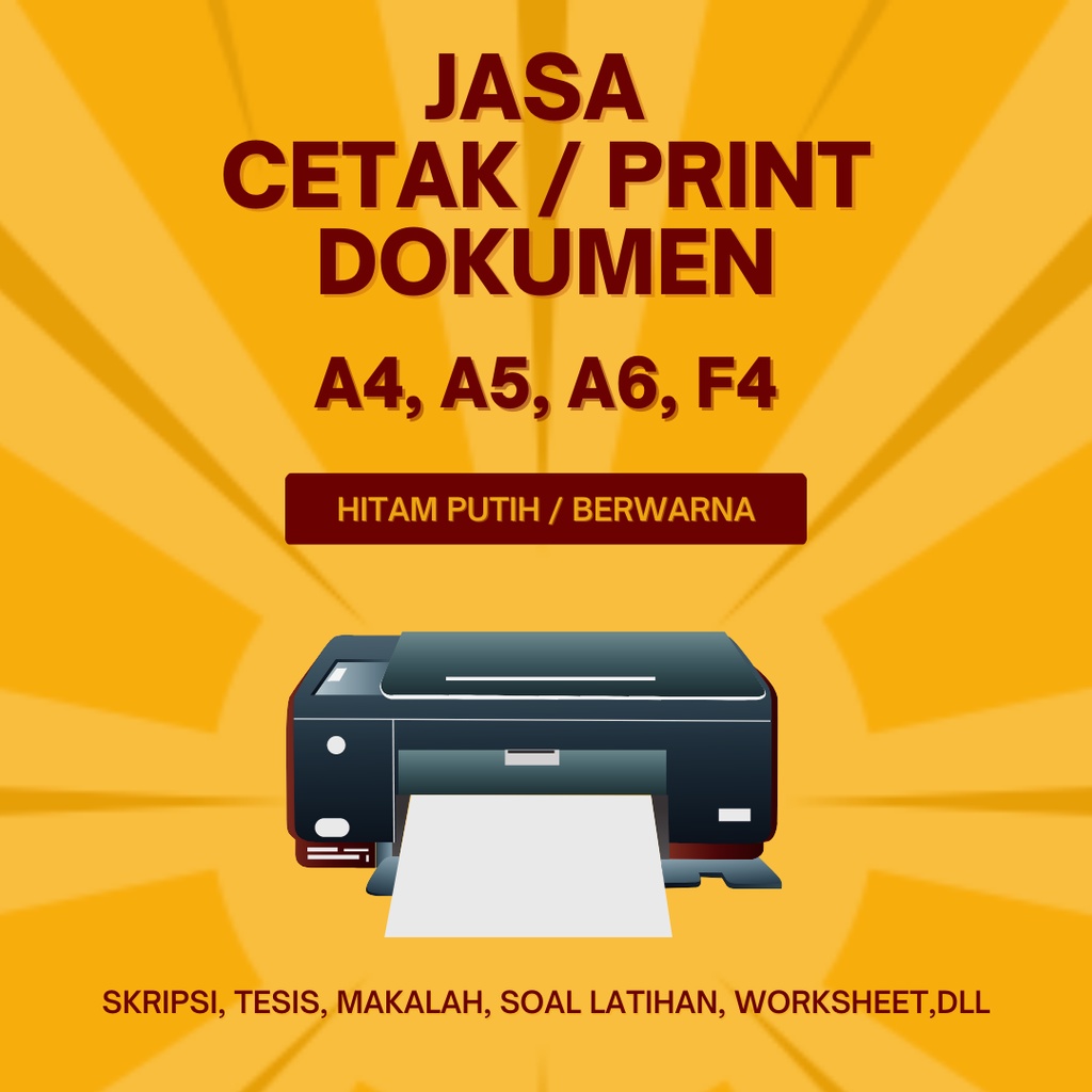 Jual CETAK PRINT DOKUMEN ONLINE kertas A4 & F4 | Shopee Indonesia