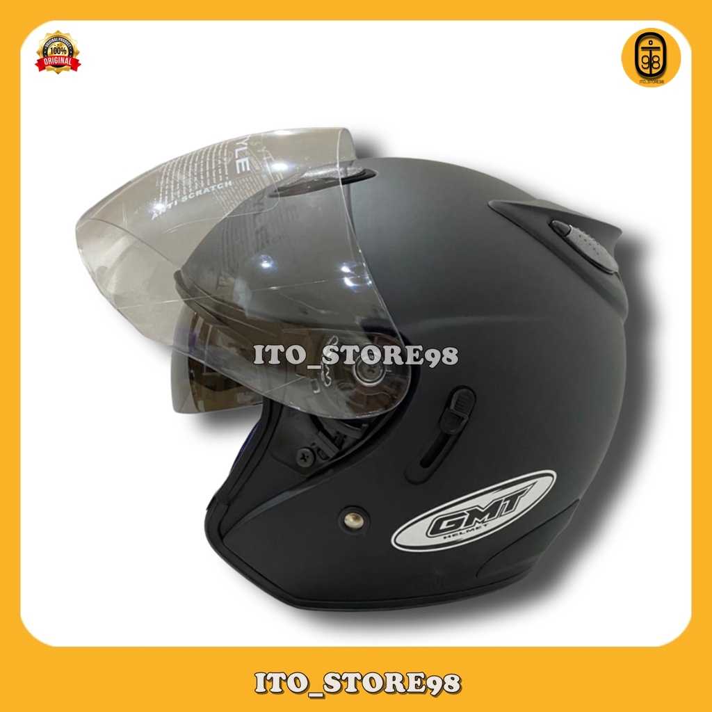 Jual Helm Sepeda Motor Half Face Gmt Centro Double Visor Solid Helem