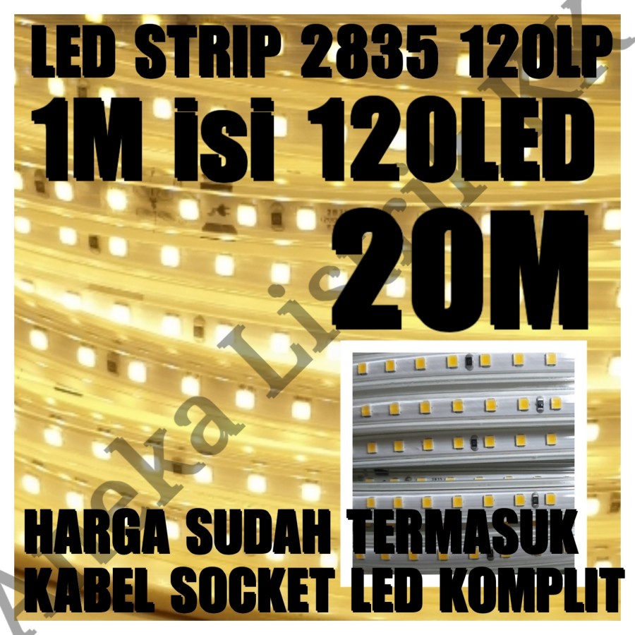 Jual LED STRIP SELANG 2835 20M 220V KUNING 120LP 120LAMPU 120 LP LAMPU ...
