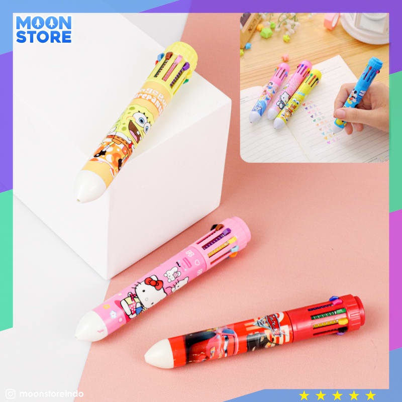Jual Pena Ballpoint Multi Warna 10 Color Pen 1 Pcs Sm 10 Multi Color ...