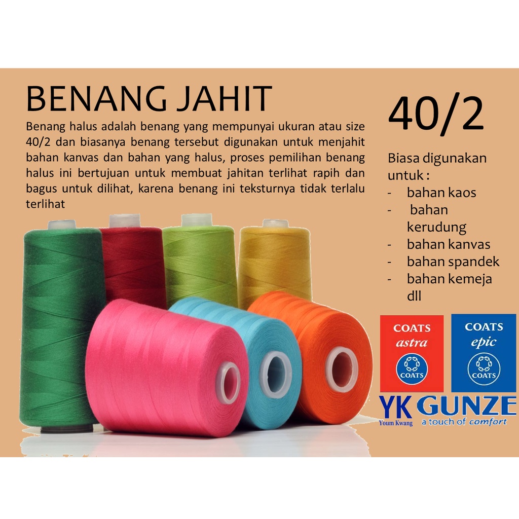 Jual Benang Jahit 40/2 GRESS TERMURAH COATS ASTRA, BROTHER, MARATHON ...