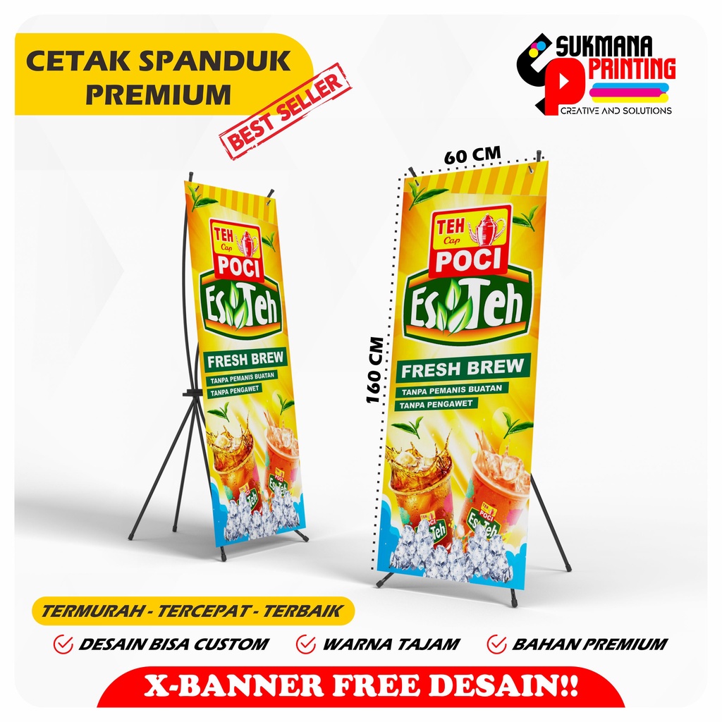 Jual CETAK X-BANNER STAND 1 SET RANGKA XBANNER DESAIN CUSTOM MINUMAN ES | Shopee Indonesia