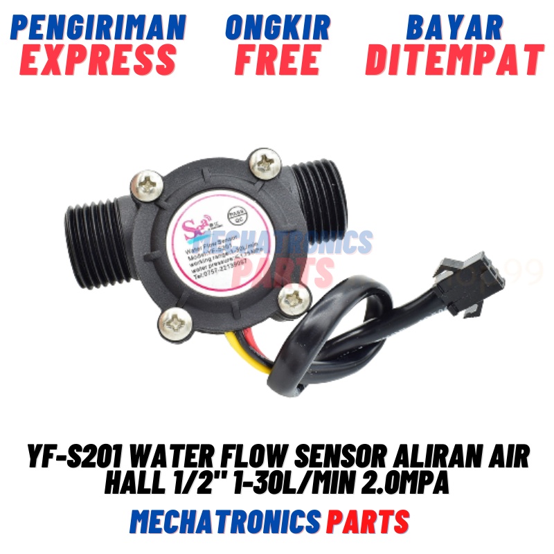 Jual SENSOR ALIRAN AIR YF-S201 WATER FLOW HALL 1/2" 1-30L/MIN 2.0MPA ...