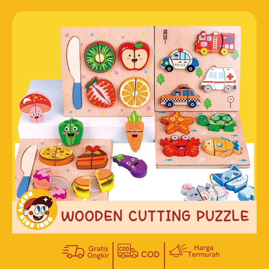 Jual HAPPYKIDS - MAINAN PUZZLE KAYU POTONG EDUKASI ANAK - PUZZLE ...