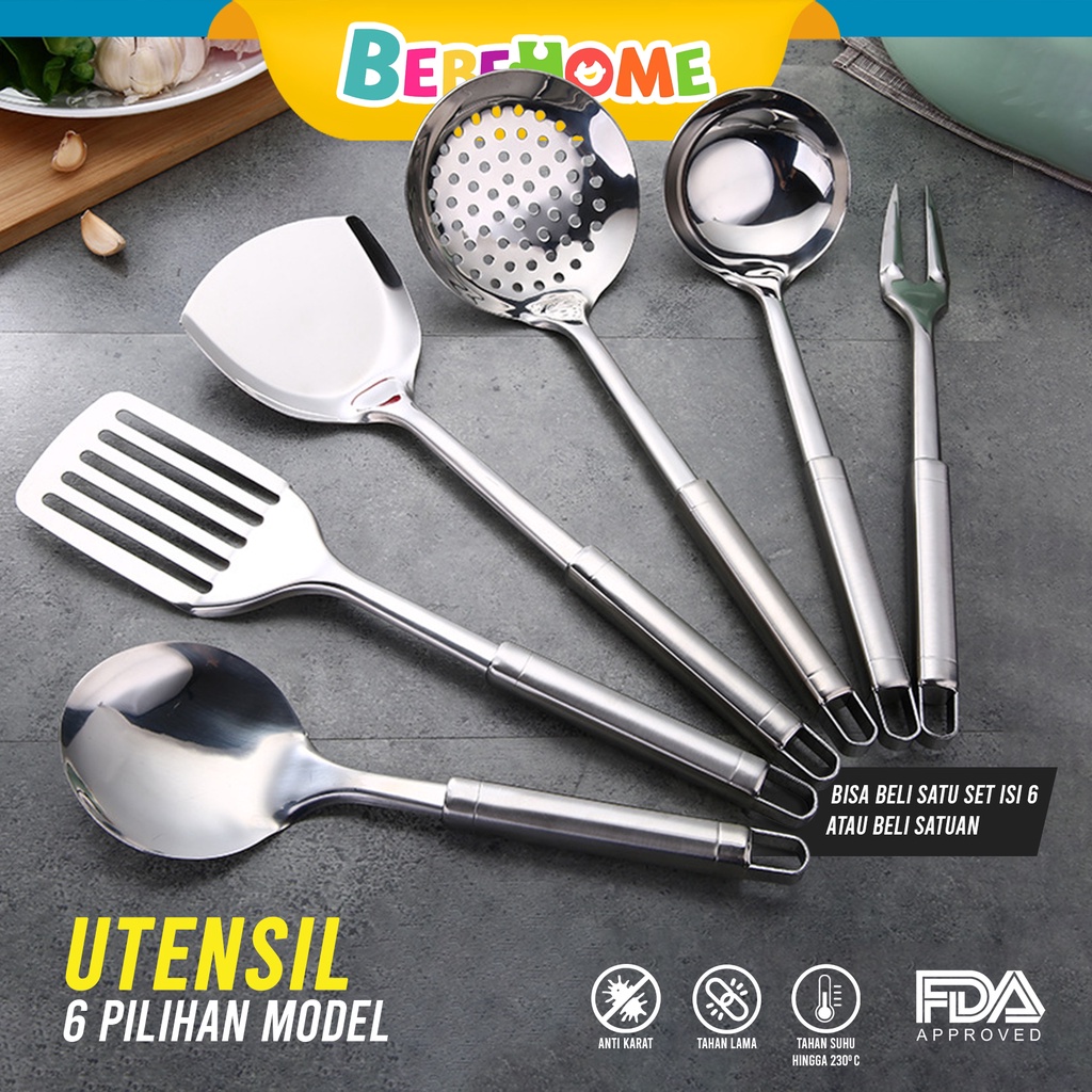 Jual Bebehome Spatula Set Stainless Steel Sutil Masak Anti Karat ...