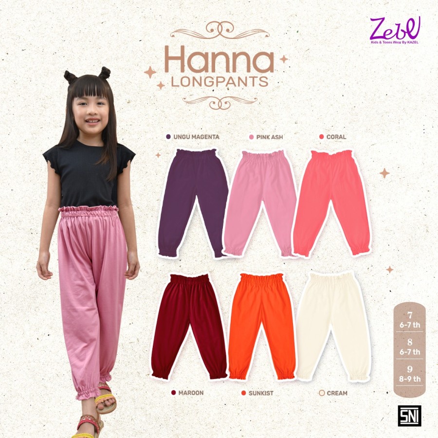 Jual KAZEL Zebe Hanna Longpants (1 Pcs) 7-9 Tahun | Shopee Indonesia