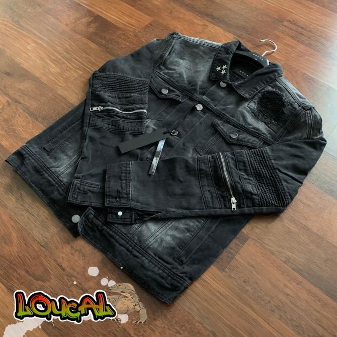 Jual Rucas Jade Black Biker Denim Jacket | Shopee Indonesia