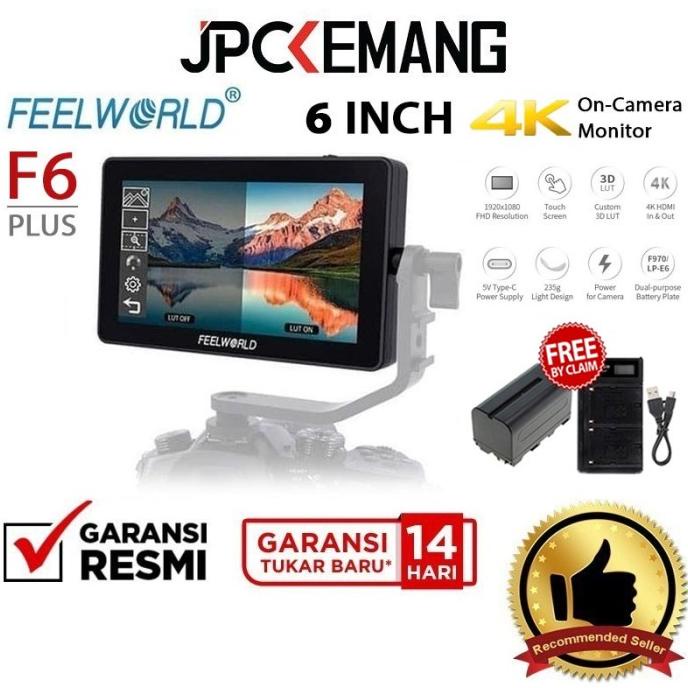 Jual Monitor Kamera Eksternal Feelworld F6 Plus 6" Inch Ips 4K 3D Lut Resmi | Shopee Indonesia