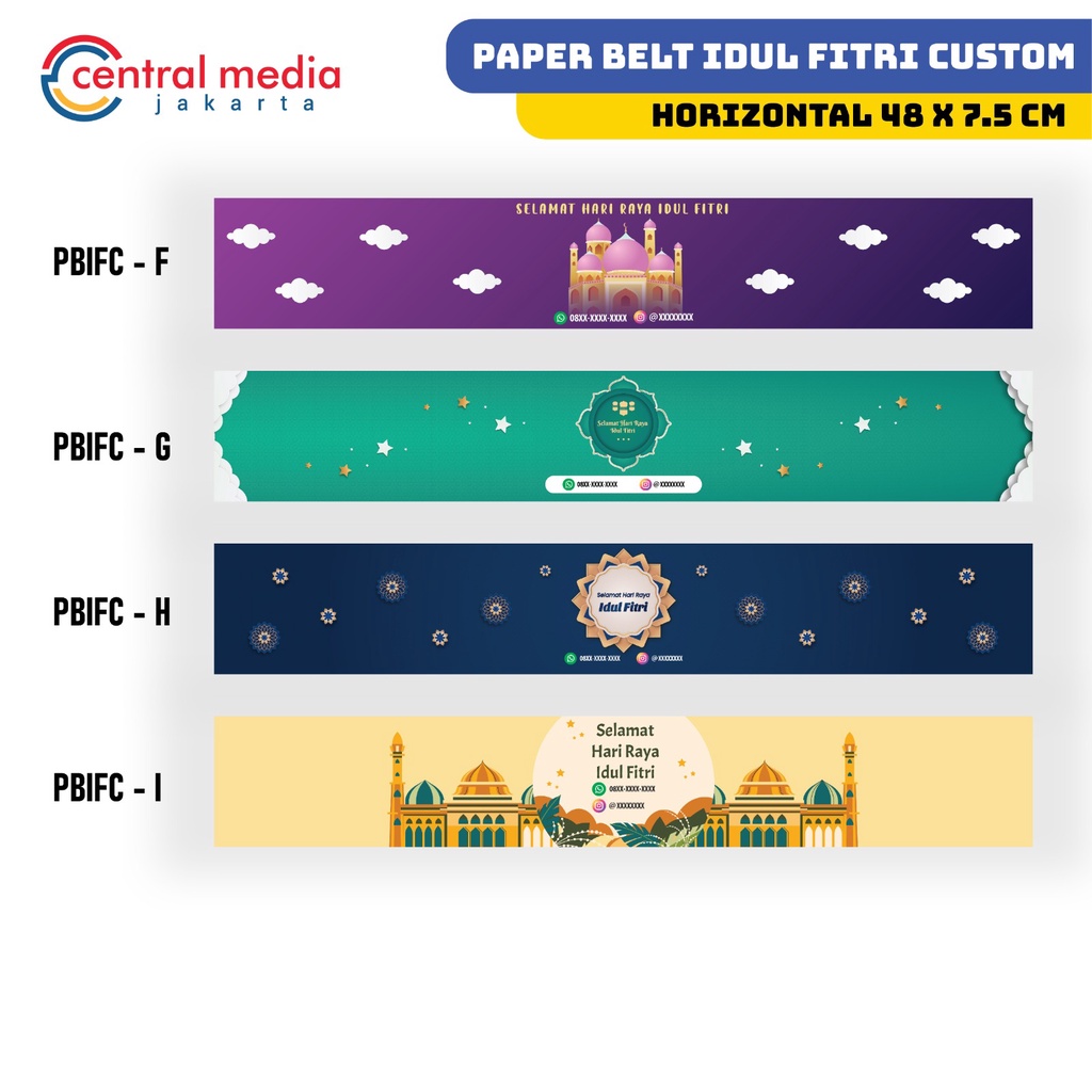 Jual Paper Belt Idul Fitri CUSTOM 48x7,5cm HORIZONTAL Sleeve Hampers ...