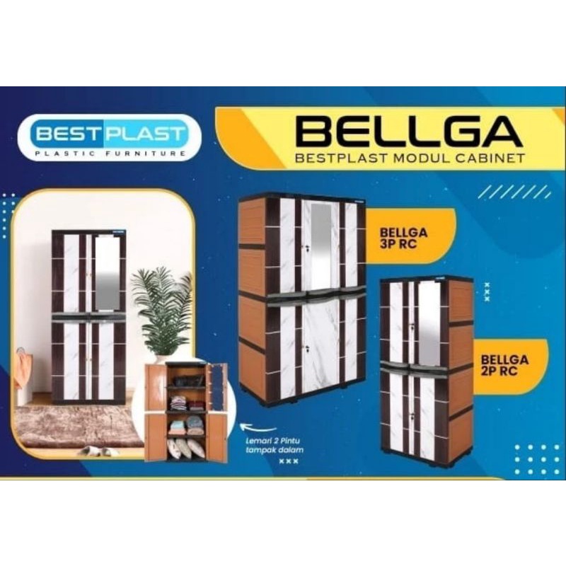 Jual Lemari Plastik Best Plast 4 susun 3 Pintu Rak Kaca + Kunci ...