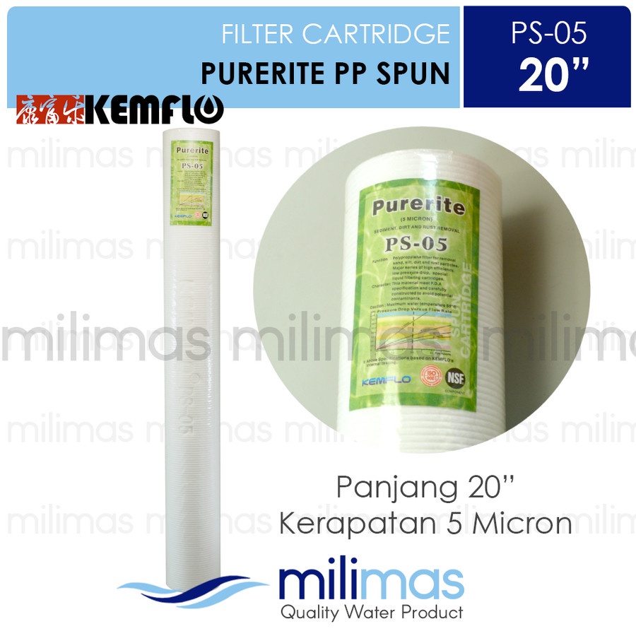Jual KEMFLO - PP Spun 20 Inch 5 Micron - Purerite Cartridge Sedimen ...