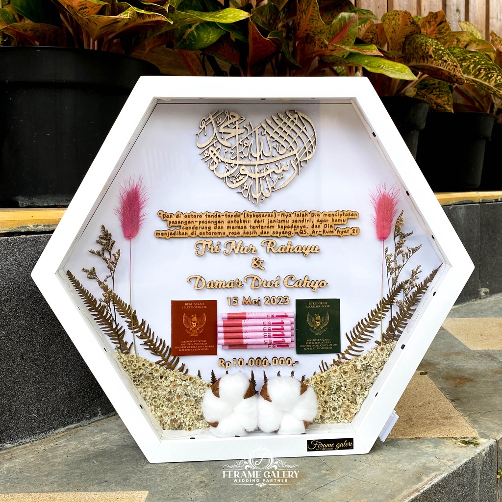 Jual Mahar Pernikahan Rustic Ukir Kayu - Mahar Nikah Rustik Ukir Kayu - Bingkai Hexagonal by ...