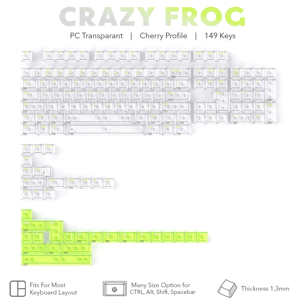 Jual MYNK Crazy Frog Clear Transparant PC Keycaps Cherry Profile ...