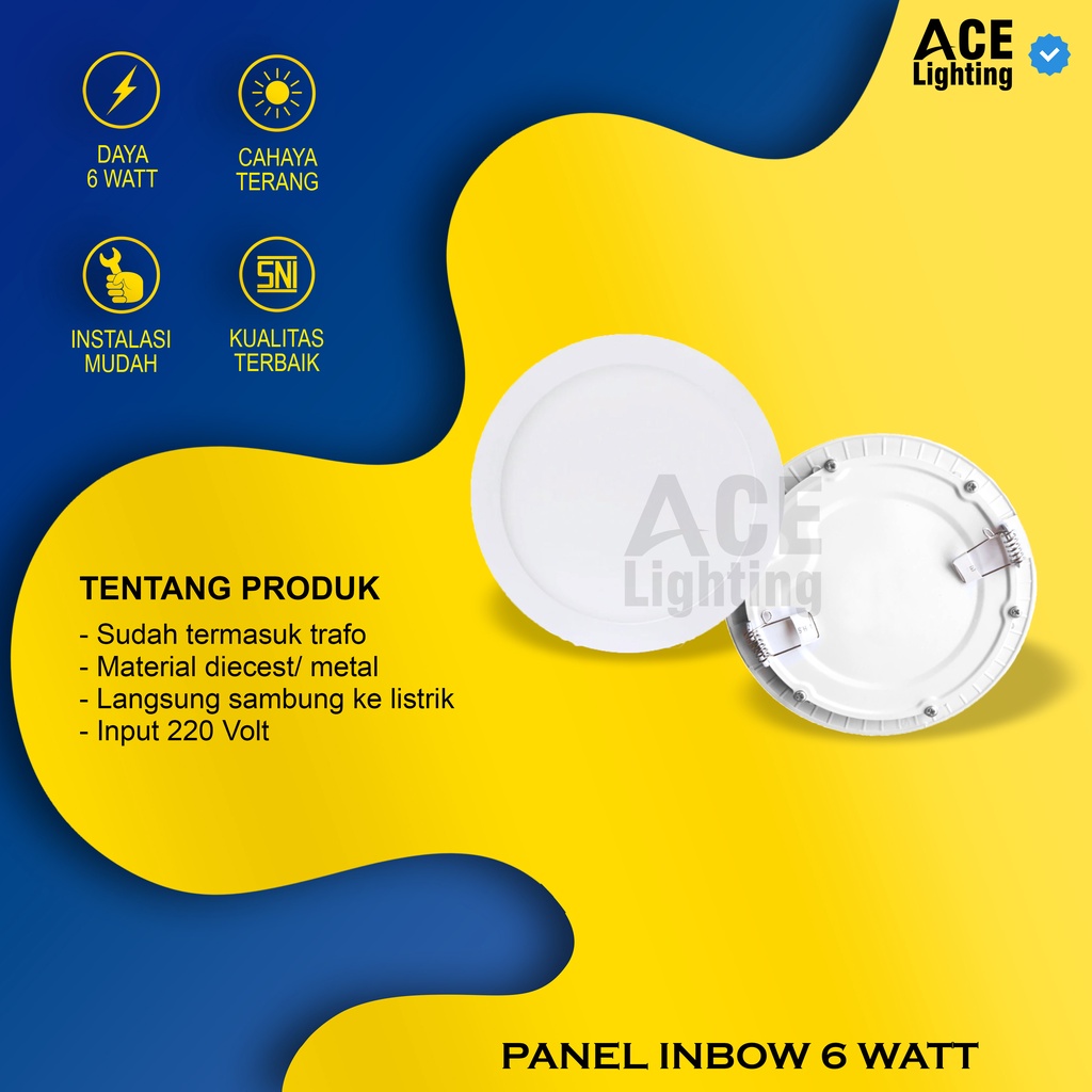 Jual Lampu panel downlight LED 6Watt lampu plafon downlight 6w | Shopee ...