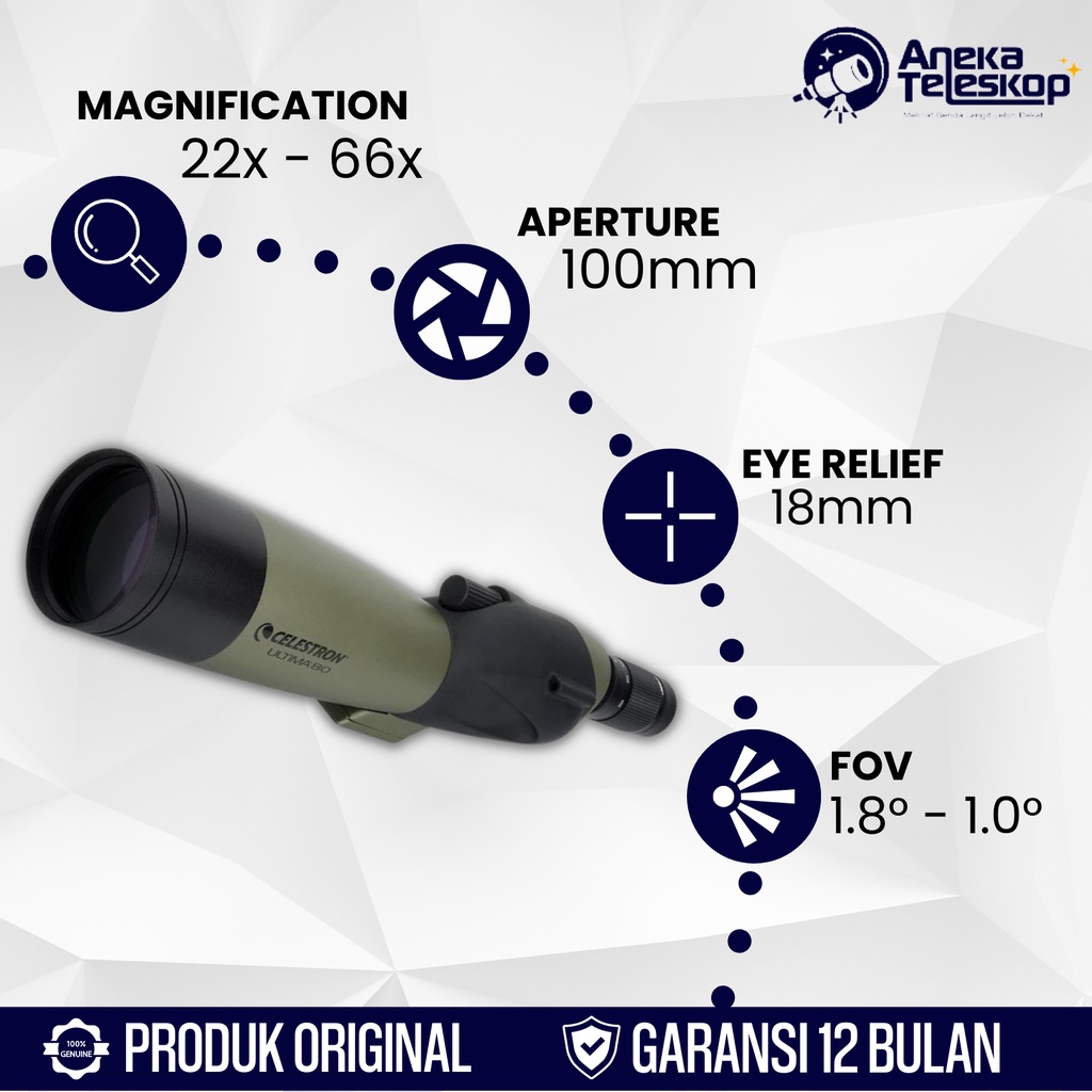 Jual Celestron Ultima 100mm Straight Spotting Scope Teleskop | Shopee ...