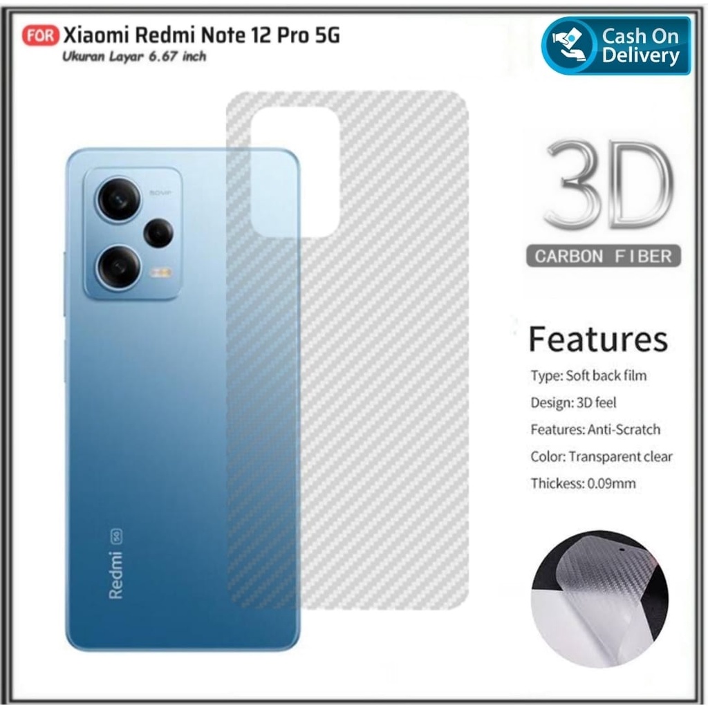 Jual Garskin Skin Carbon Xiaomi Redmi Note 12 PRO 5G Belakang Hp Anti ...