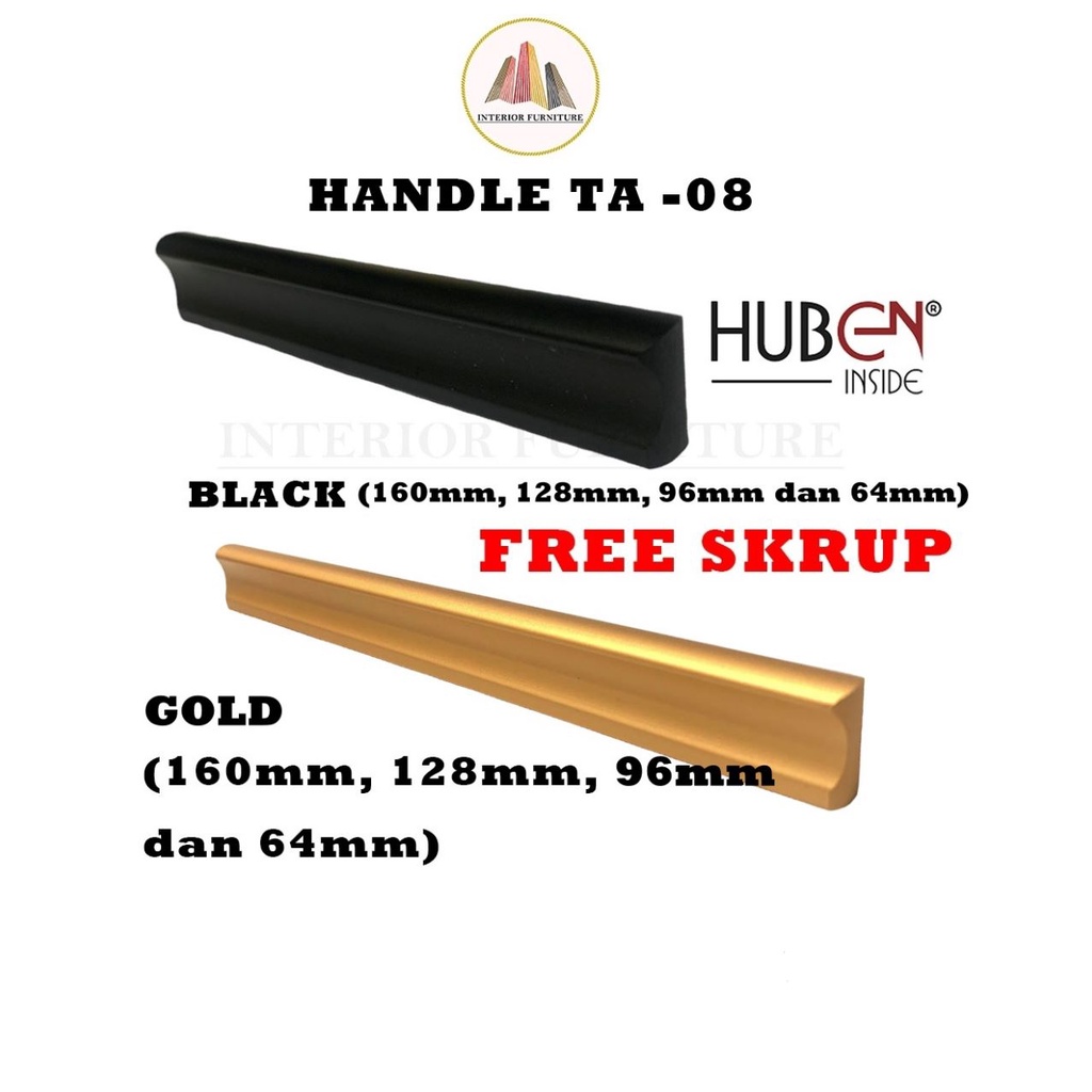 Jual Tarikan Handle Laci Pegangan Aluminium Black & Gold TA-08 Huben ...