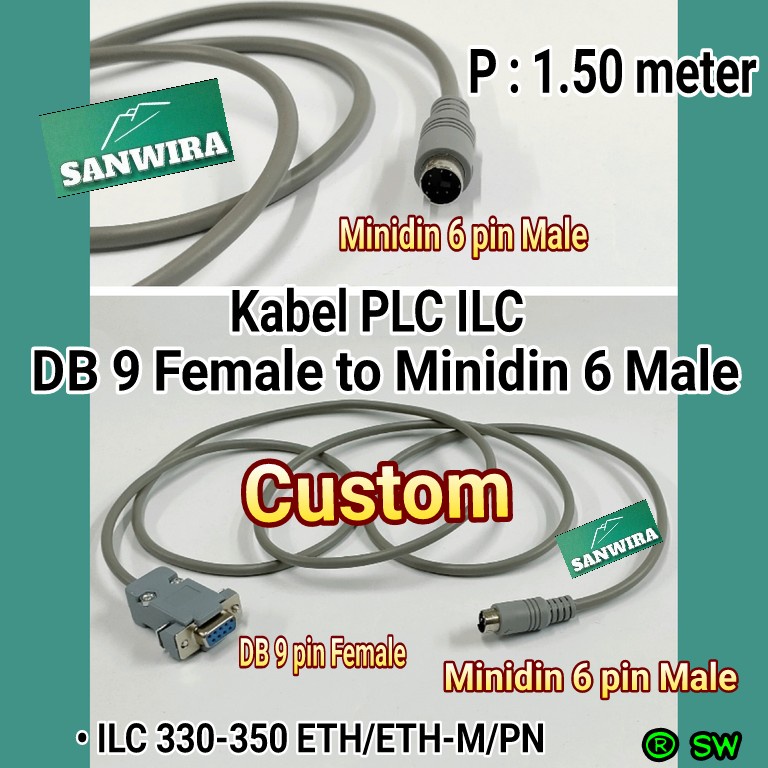 Jual Kabel PLC ILC DB 9 Female to Minidin 6 Male panjang 1.50 meter ...