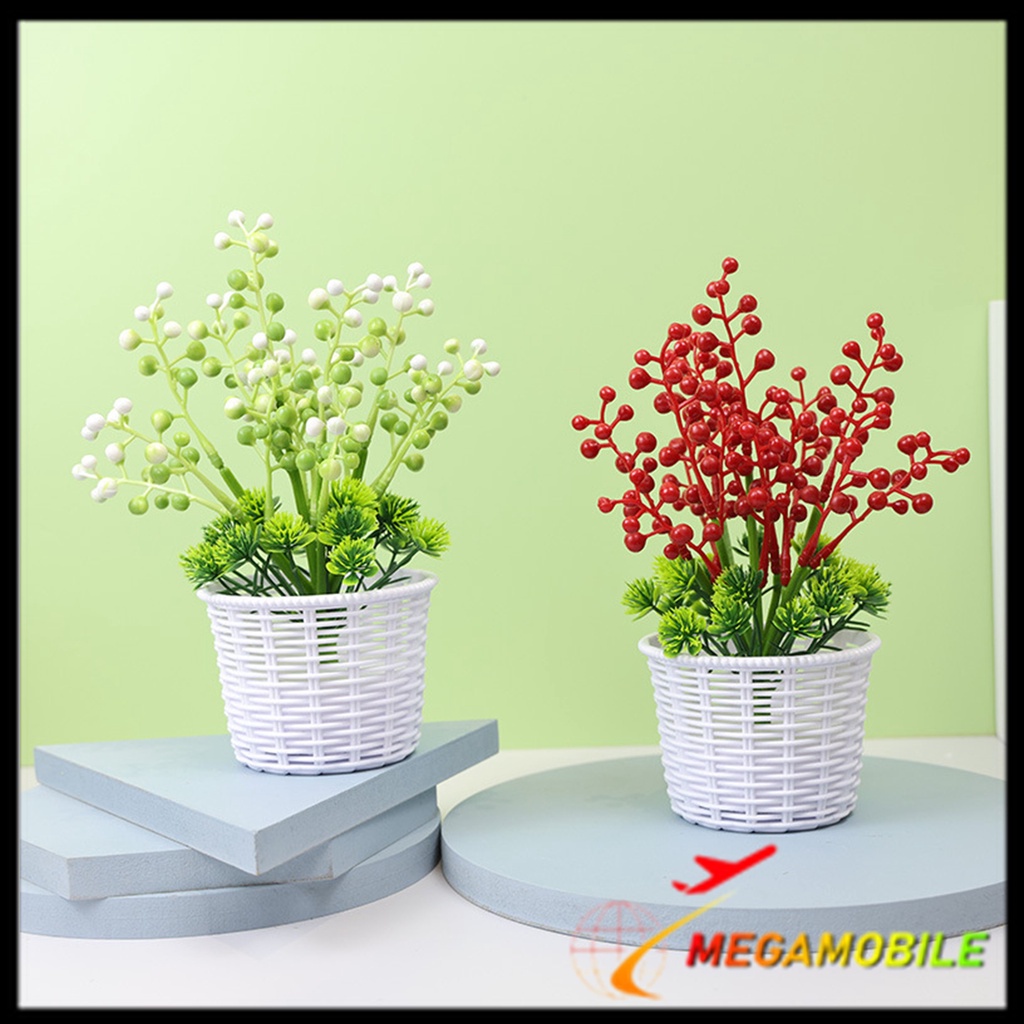 Jual MM - Ornamen Tanaman Red Berry Tanaman BUNGA 50 Bunga Artifisial ...