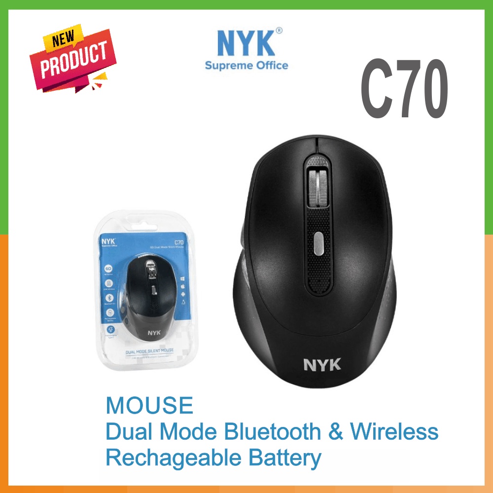 Jual Mouse Dual Mode Wireless Bluetooth Silent NYK C70 Rechargeable ...