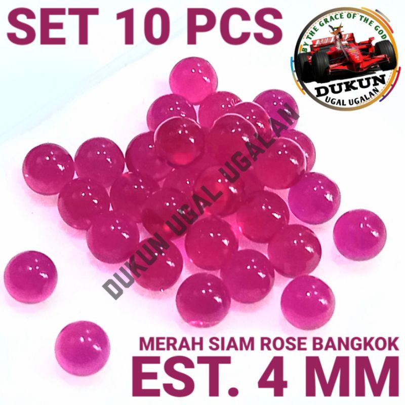 Jual Set 10 Pcs Batu Permata Merah Ruby Bentuk Bulat Ukuran 4 mm Merah ...