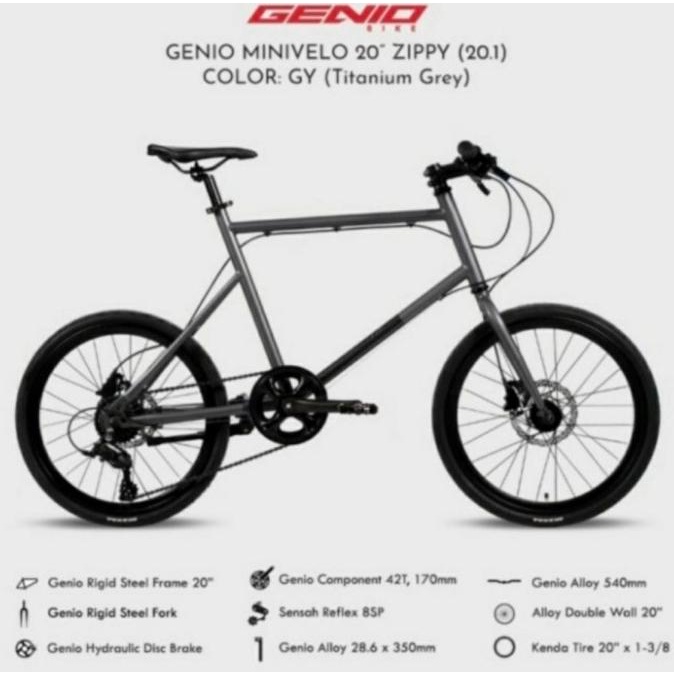 Jual Sepeda MiniVelo Genio 20 inch Zippy 8 Speed Hidrolik Mini Velo ...