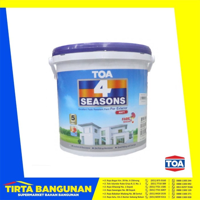 Jual TOA 4 SEASONS CAT TEMBOK EXTERIOR BRILLIANT WHITE 2.5 LITER ...