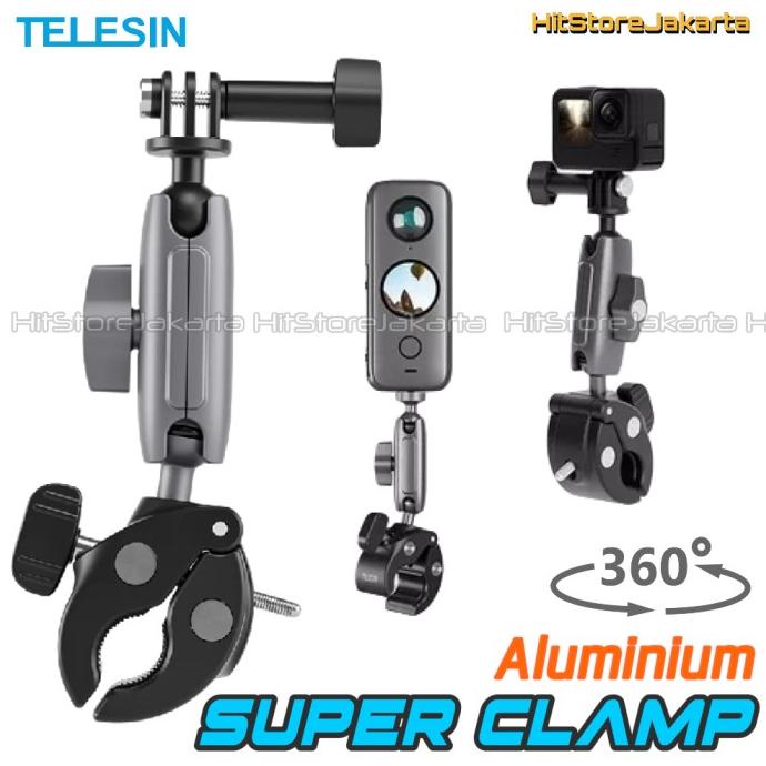 Jual Telesin Super Clamp Handlebar Motor Sepeda Gopro Tube Clamp ...
