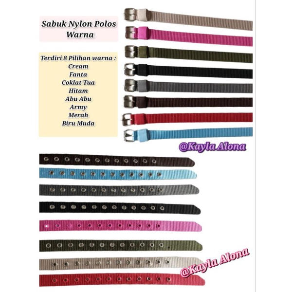Jual SABUK / IKAT PINGGANG NYLON POLOS WARNA ( TUSUK JARUM ) | Shopee ...