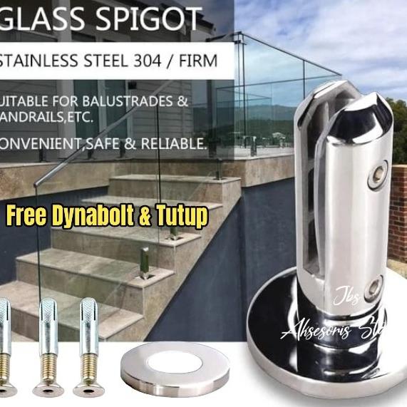 Jual Spigot/Bracket Kaca Bulat Stainless Ss 304 Mirror Silver-Penjepit ...