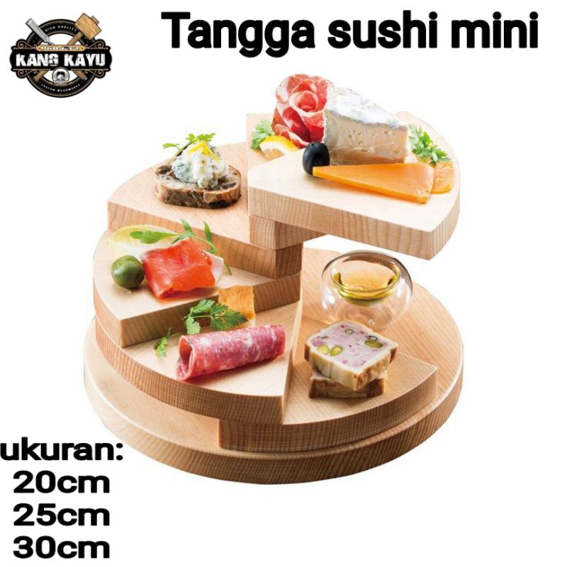 Jual Rak susun kayu tangga sushi display tatakan kayu nampan sushi ...