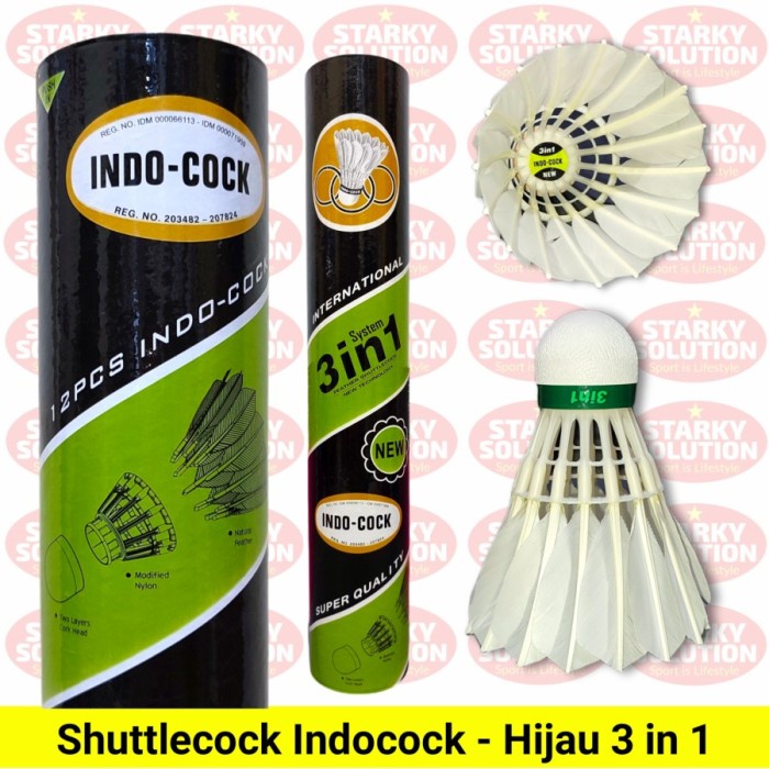 Jual Shuttlecock Bulutangkis Indocock Hijau 3 In 1 Kock Kok Badminton ...