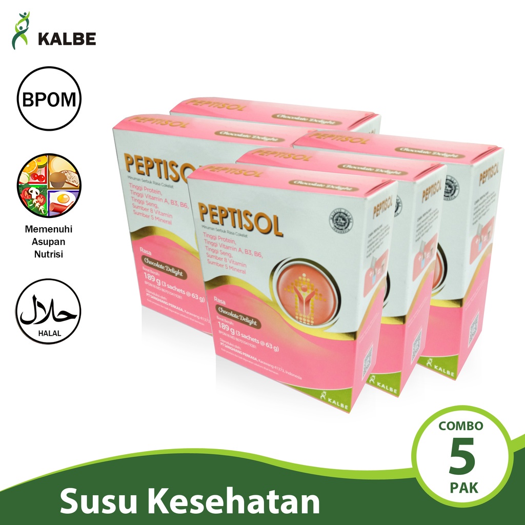 Jual Kalbe Peptisol Susu Kesehatan Combo 5 Pak Bpom Rasa Coklat Delight ...