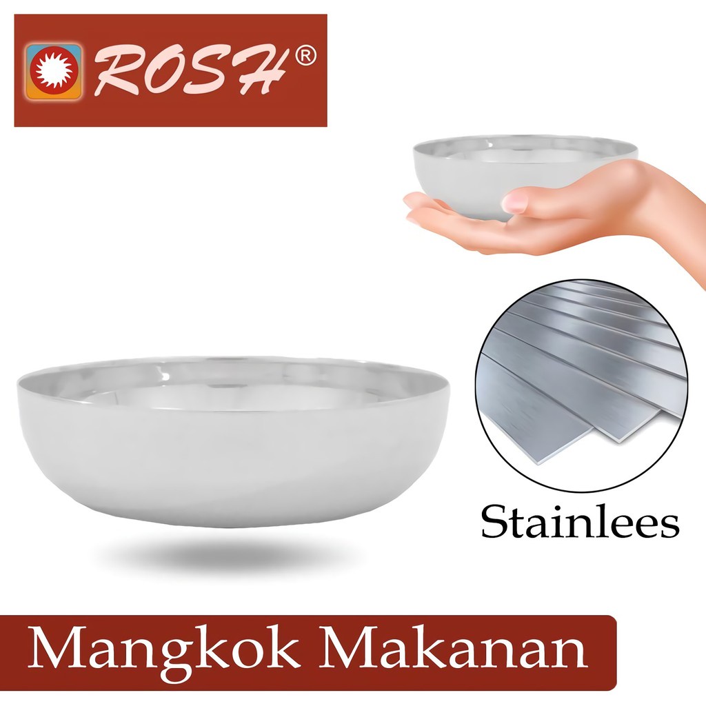 Jual Rosh Baskom / Wadah Ekonomis / Mangkok Makanan 11 Cm Stainless ...