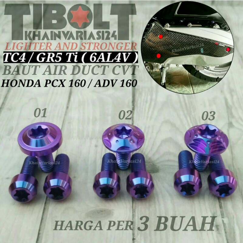 Jual Baut Titanium gr5 cover air duct keong keongan cvt Honda pcx 160 adv 160 | Shopee Indonesia