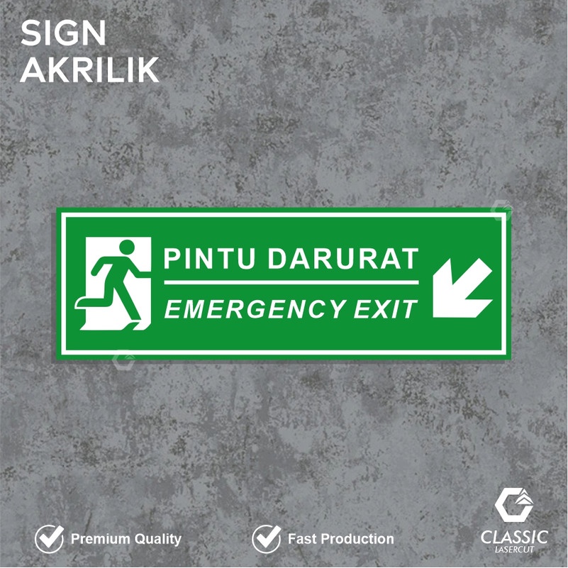 Jual Safety Sign Board Akrilik "Pintu Darurat - Kiri Bawah " | Shopee ...