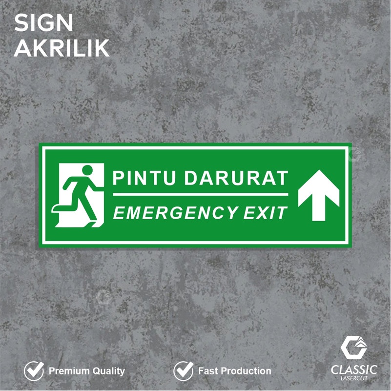 Jual Safety Sign Board Akrilik "Pintu Darurat - Lurus" | Shopee Indonesia