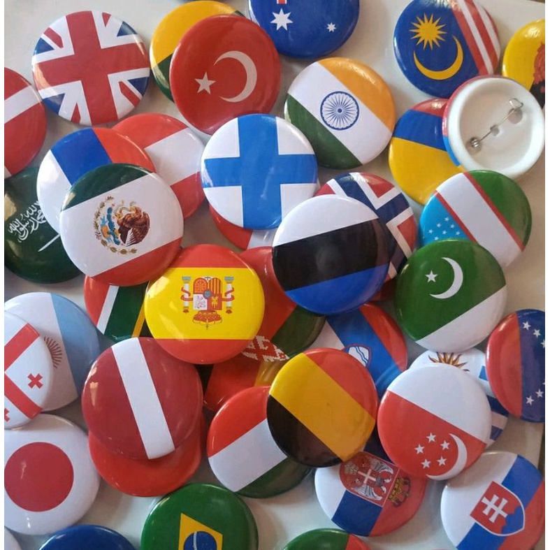 Jual Pin Bendera 44mm Custom Pin Bendera Negara | Shopee Indonesia