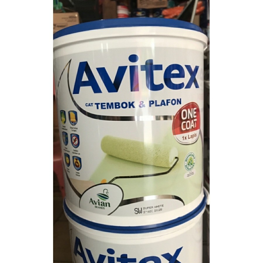 Jual Avitex One Coat - Cat Plafon dan Tembok - Super White 4,5kg ...