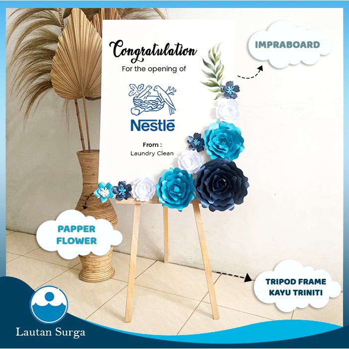 Jual Tema 4 - Papan Bunga Kertas Flowerboard Biru 60x80 cm Papan Bunga ...