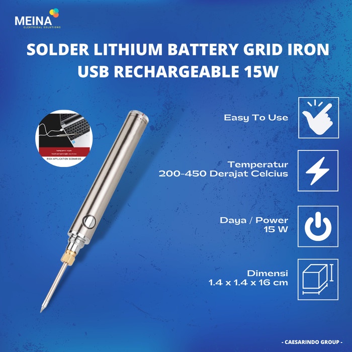 Jual Terlaris Solder Tangan Baterai Cas / Solder Listrik Usb Recharger ...