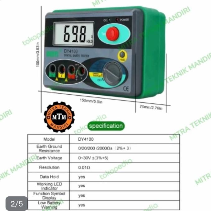 Jual Alat Ukur Tester Digital Earth Tester Grounding Dy4100 | Shopee ...