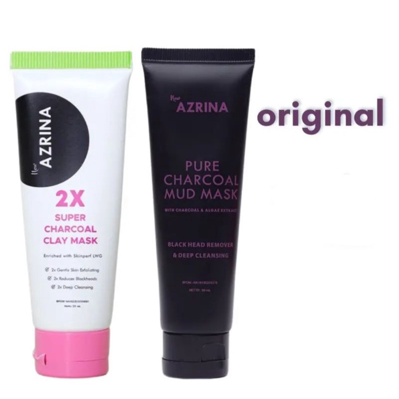 Jual AZRINA 2X SUPER CHARCOAL CLAY MASK PURE MUD MASKER | Shopee Indonesia