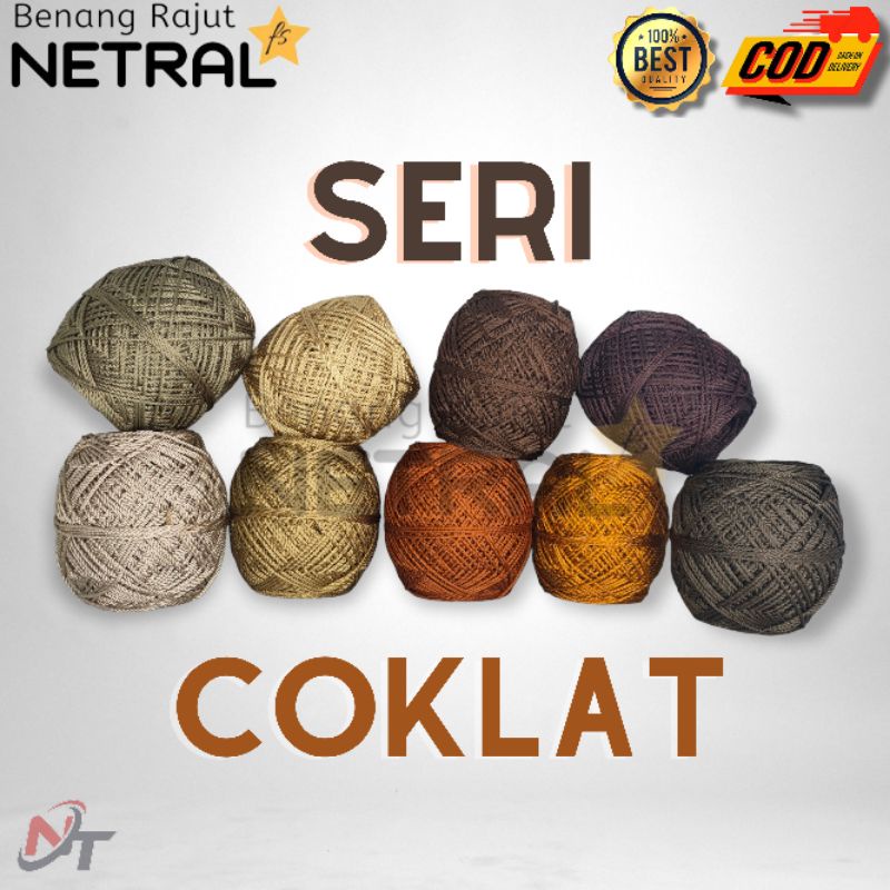 Jual BENANG RAJUT POLYESTER KILAP & DOP SERI WARNA COKLAT MERK NETRAL ...