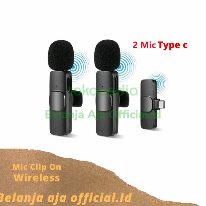 Jual mic lavalier wireless microphone clip on hp vlog youtuber portable | Shopee Indonesia